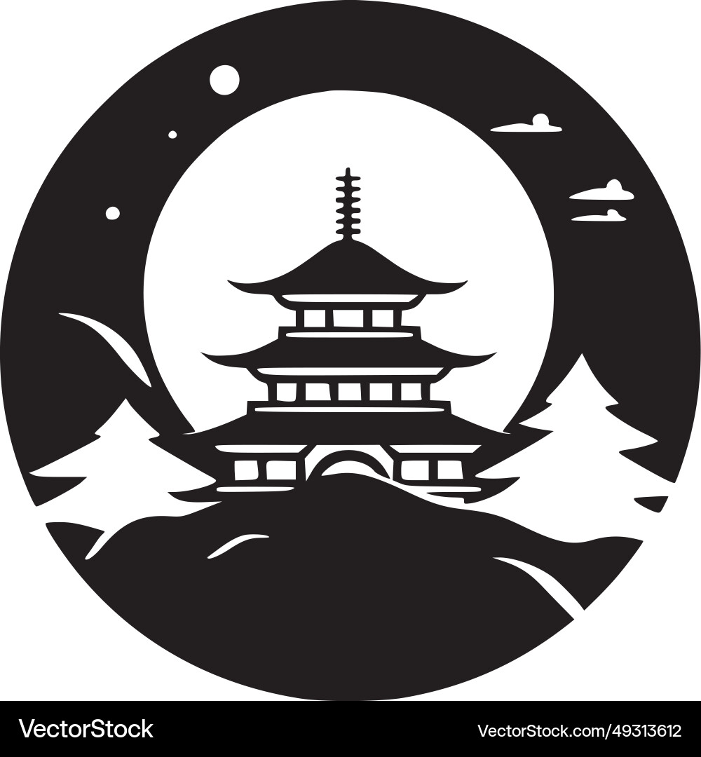 Japan Black And White Isolated Icon Royalty Free Vector