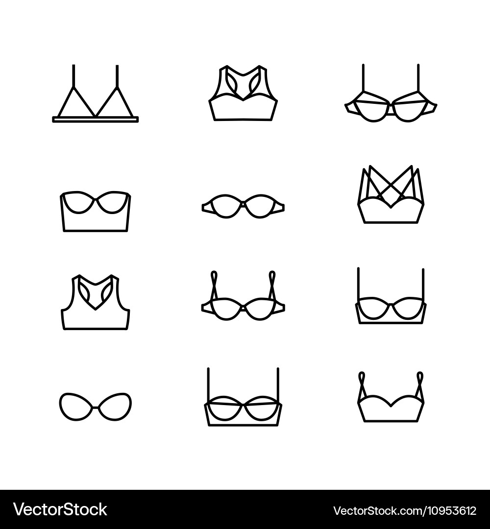 Ladies bra icons set Royalty Free Vector Image