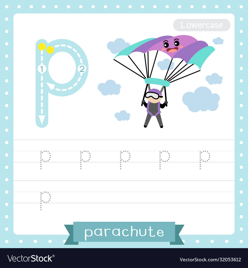 Letter p lowercase tracing practice worksheet Vector Image
