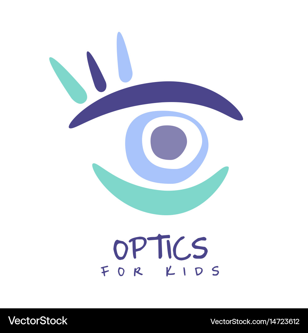 Optics for kids logo symbol hand drawn Royalty Free Vector