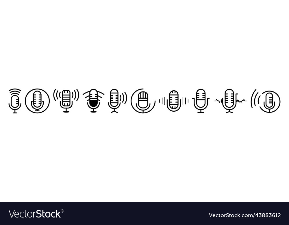 Podcast icon set design template Royalty Free Vector Image