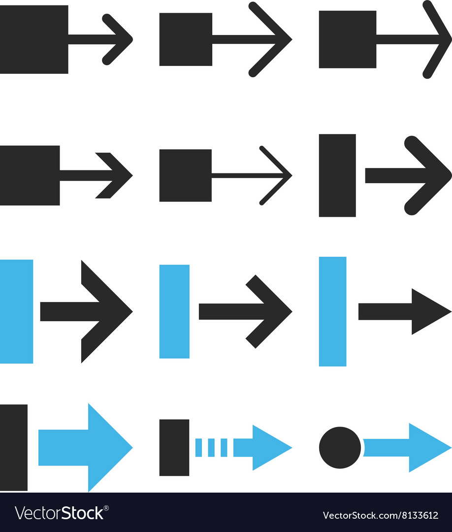 Pull right flat icon set Royalty Free Vector Image