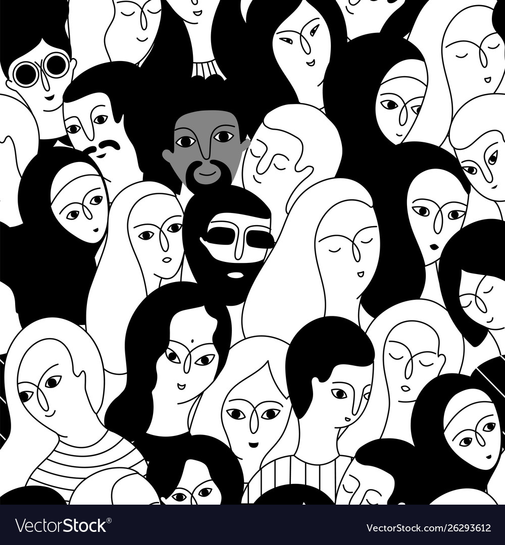 Seamless pattern with a multicultural group Vector Image