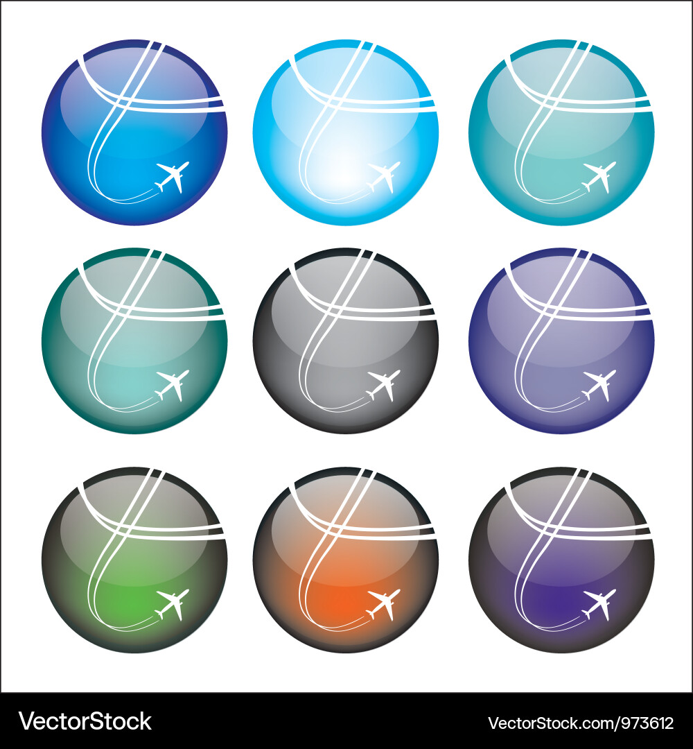 Set of airplane sphere icons Royalty Free Vector Image