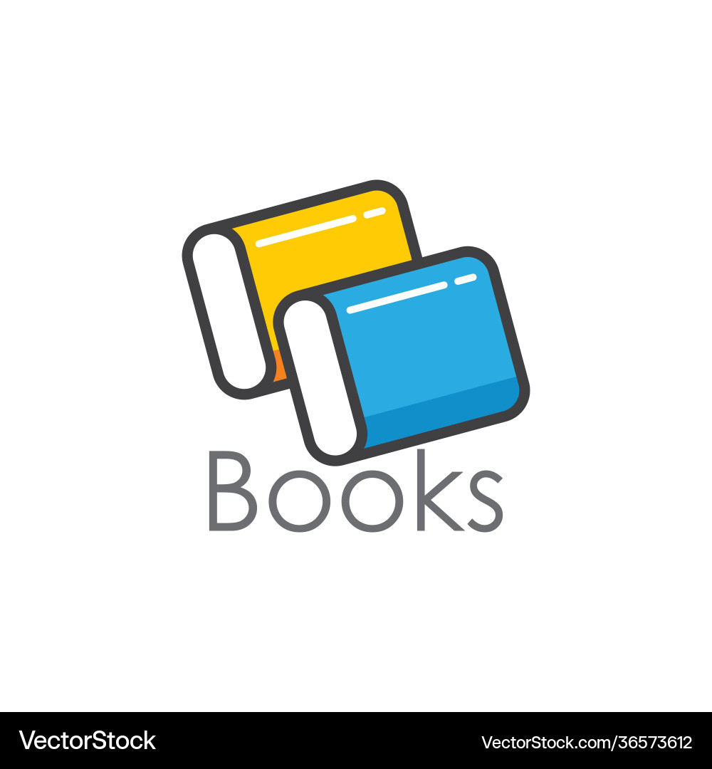Simple book colorful outline design logo Vector Image
