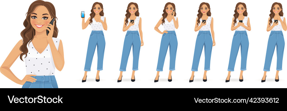 Young woman with phone Royalty Free Vector Image