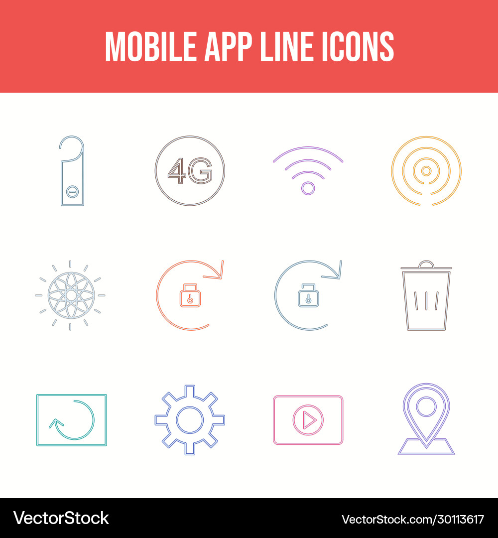 12 mobile app icons in one set Royalty Free Vector Image