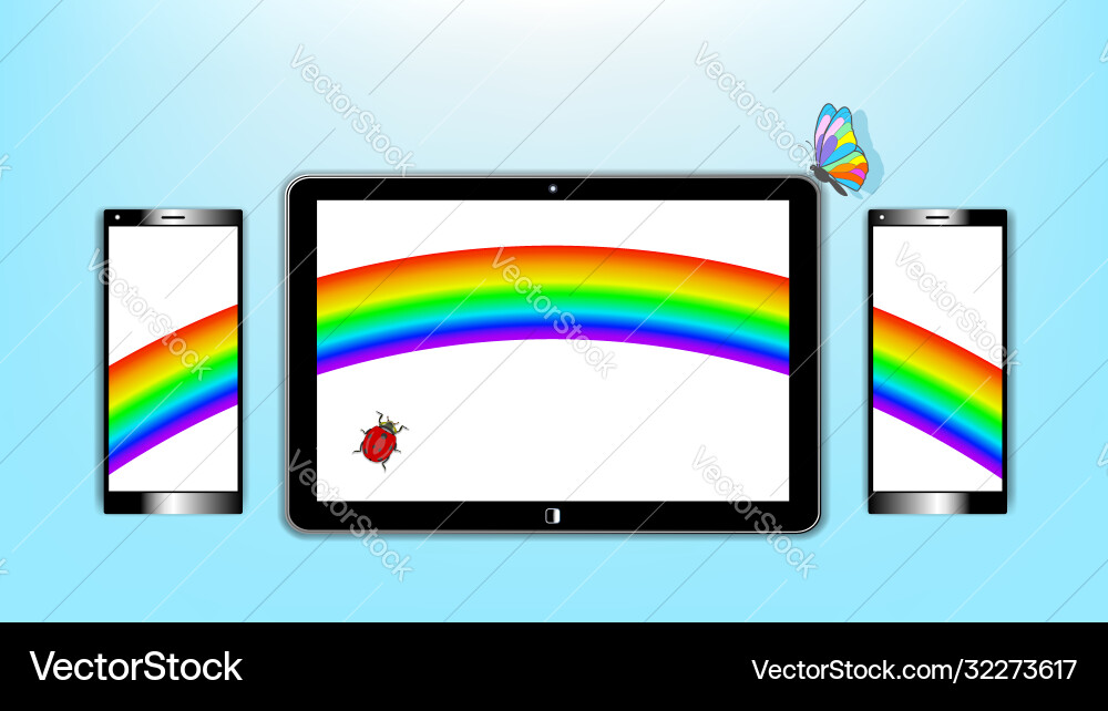 A poster with gadgets united rainbow Royalty Free Vector