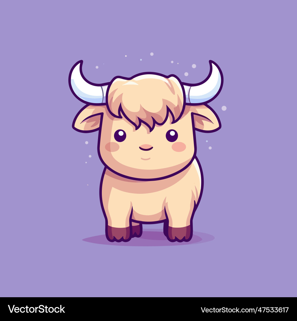 Bull cute cartoon character Royalty Free Vector Image