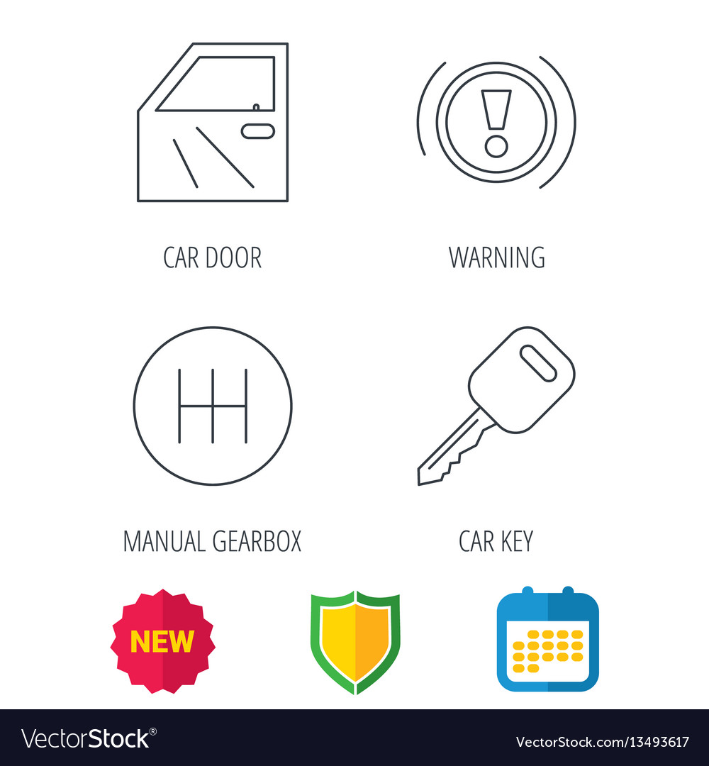 Car key warning and manual gearbox icons Vector Image