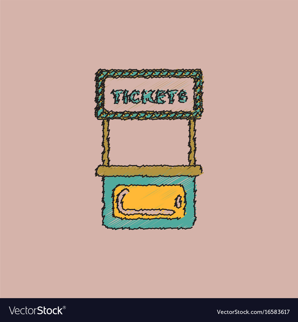 Carnival ticket booth in hatching style Royalty Free Vector
