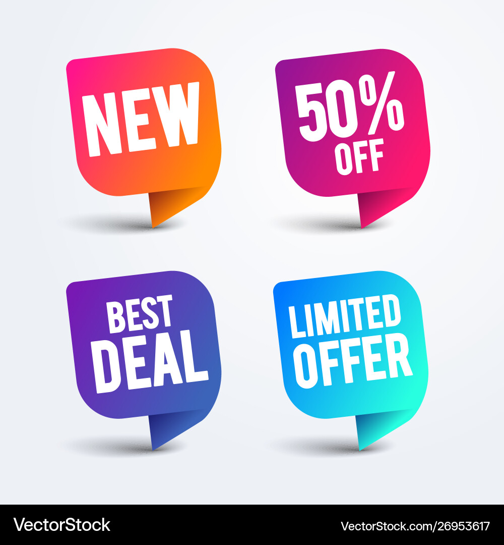 Colorful speech bubble set for web and sale Vector Image