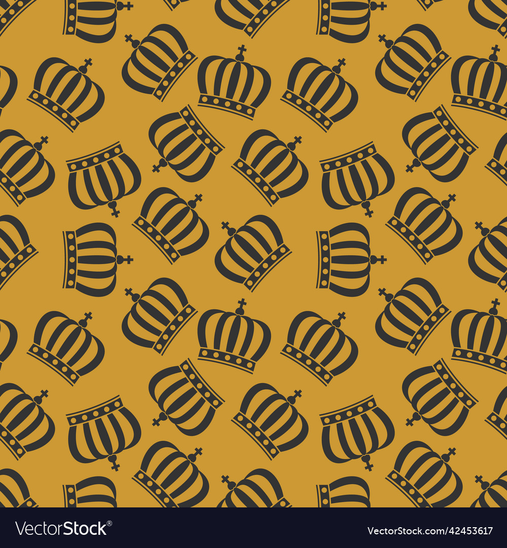 Crowns seamless repeat pattern flat style Vector Image