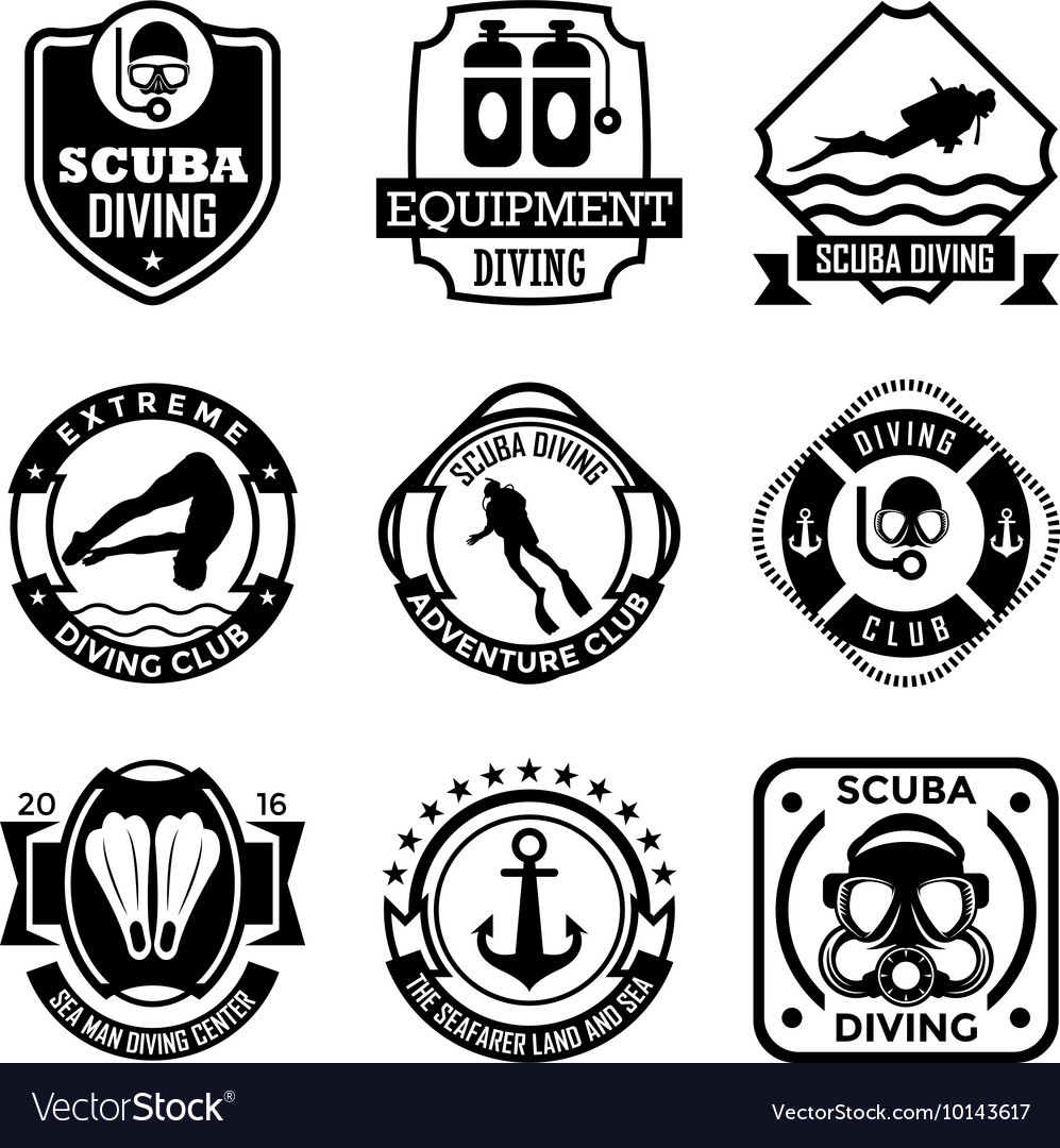 Diving badges Royalty Free Vector Image - VectorStock