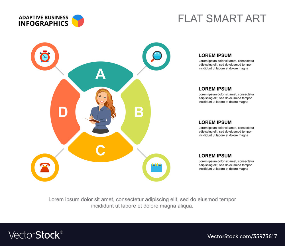 Four elements process chart template Royalty Free Vector