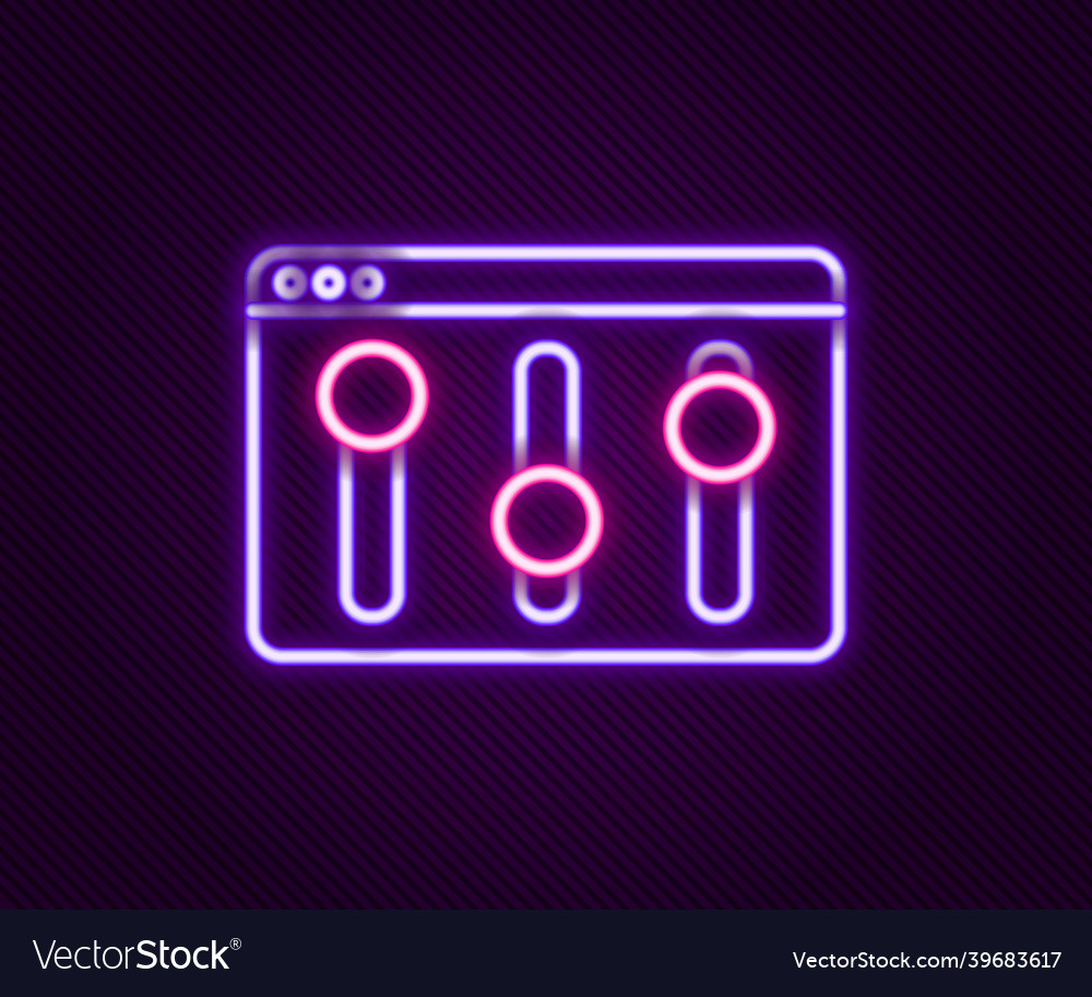 Glowing neon line browser setting icon isolated Vector Image
