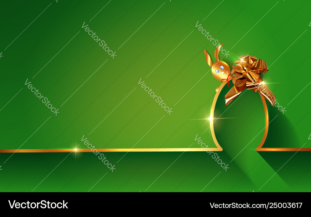 Happy easter golden skyline rabbit and egg ribbon Vector Image
