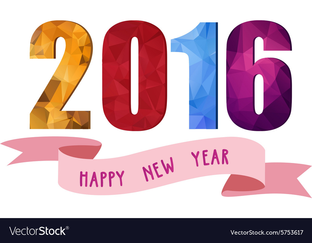 Happy new year greeting card triangles polygons Vector Image
