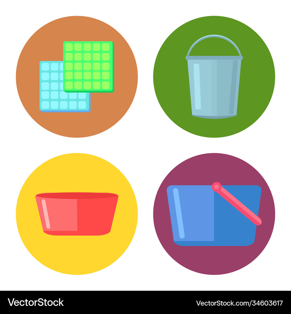 Isolated cleaning rag bucket plastic bowl blue Vector Image