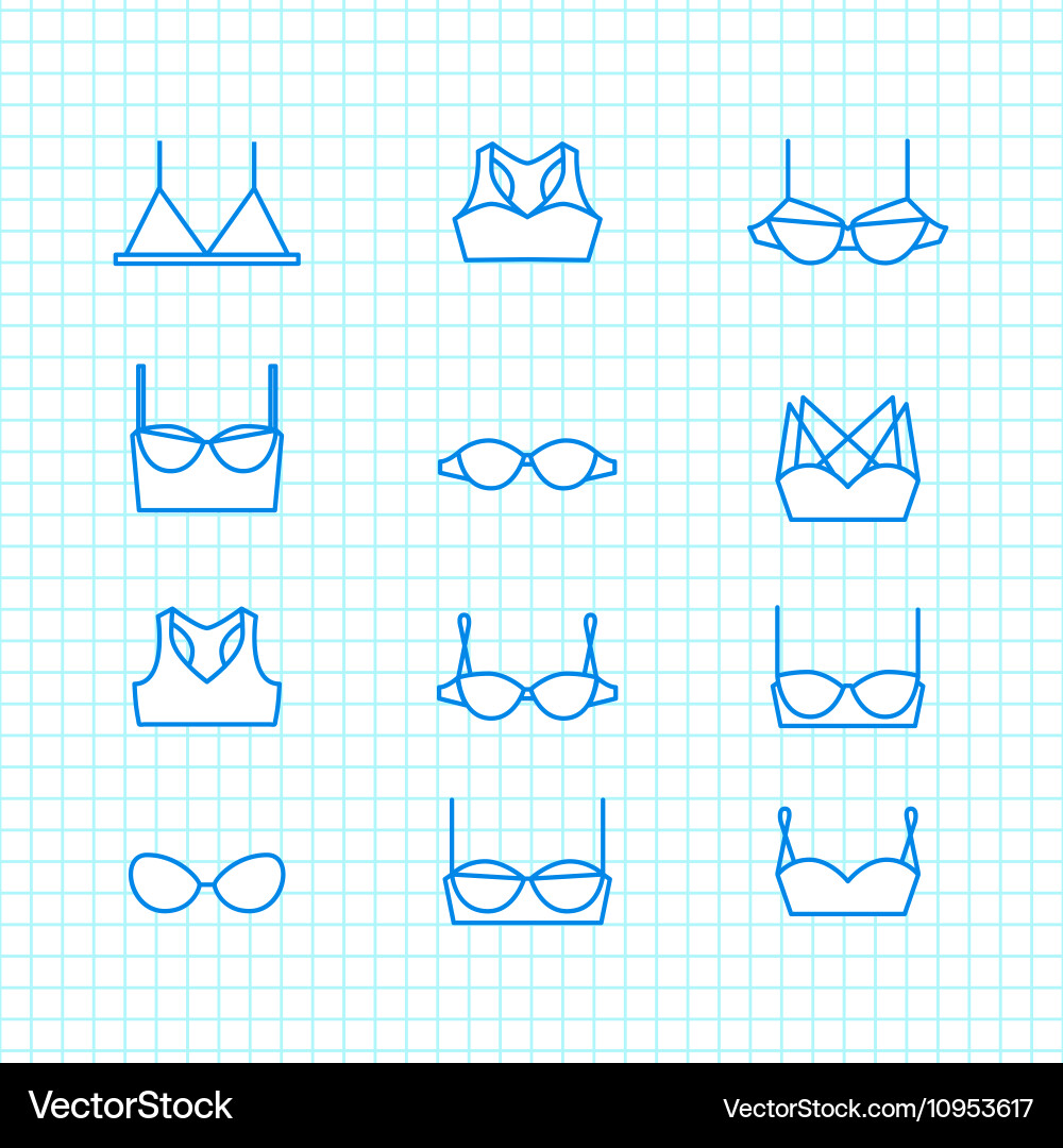 Ladies bra icons set Royalty Free Vector Image