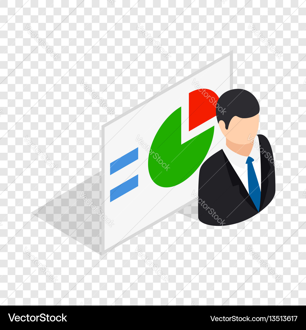 Man and statistics isometric icon Royalty Free Vector Image