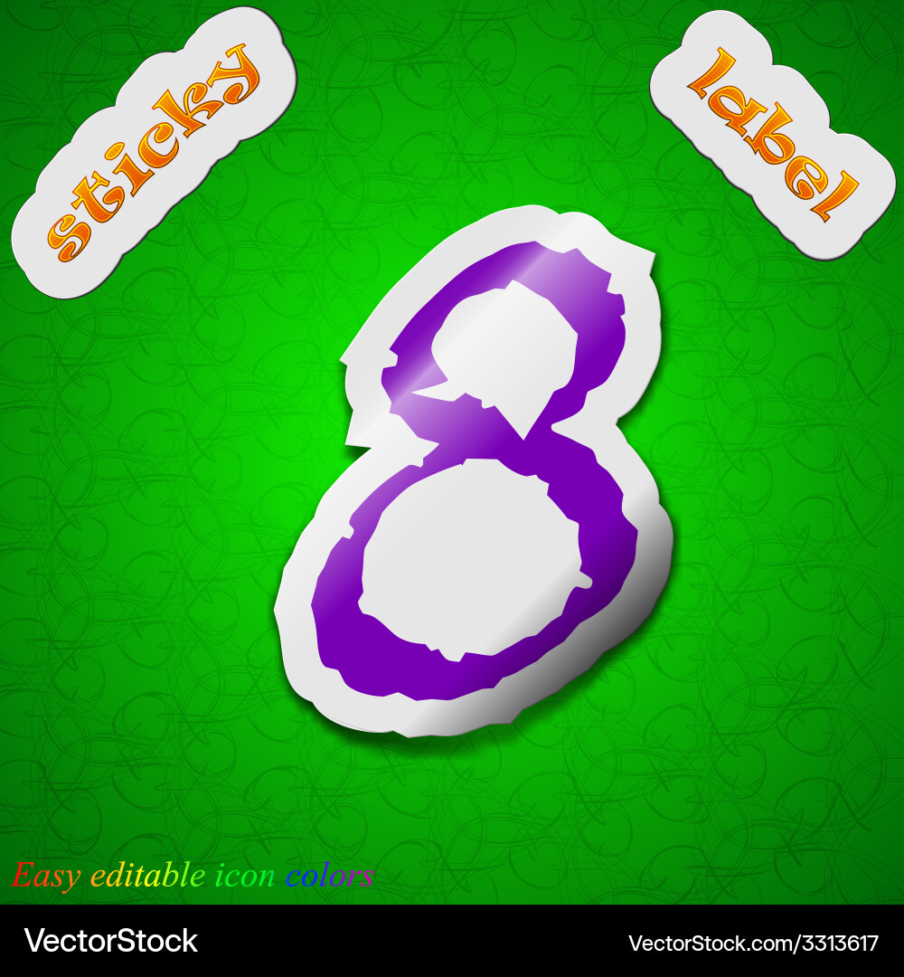 Number eight icon sign symbol chic colored sticky Vector Image