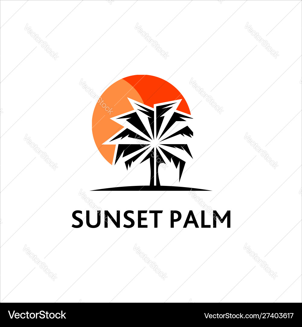 Palm tree sunset logo Royalty Free Vector Image