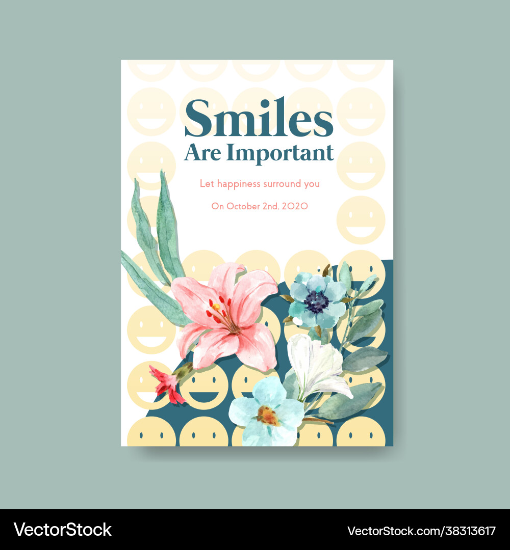 Poster template with flowers bouquet design Vector Image