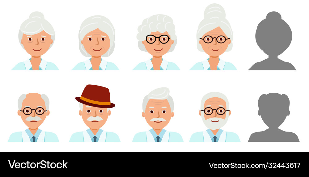 Set avatar profile isolated icons happy Royalty Free Vector