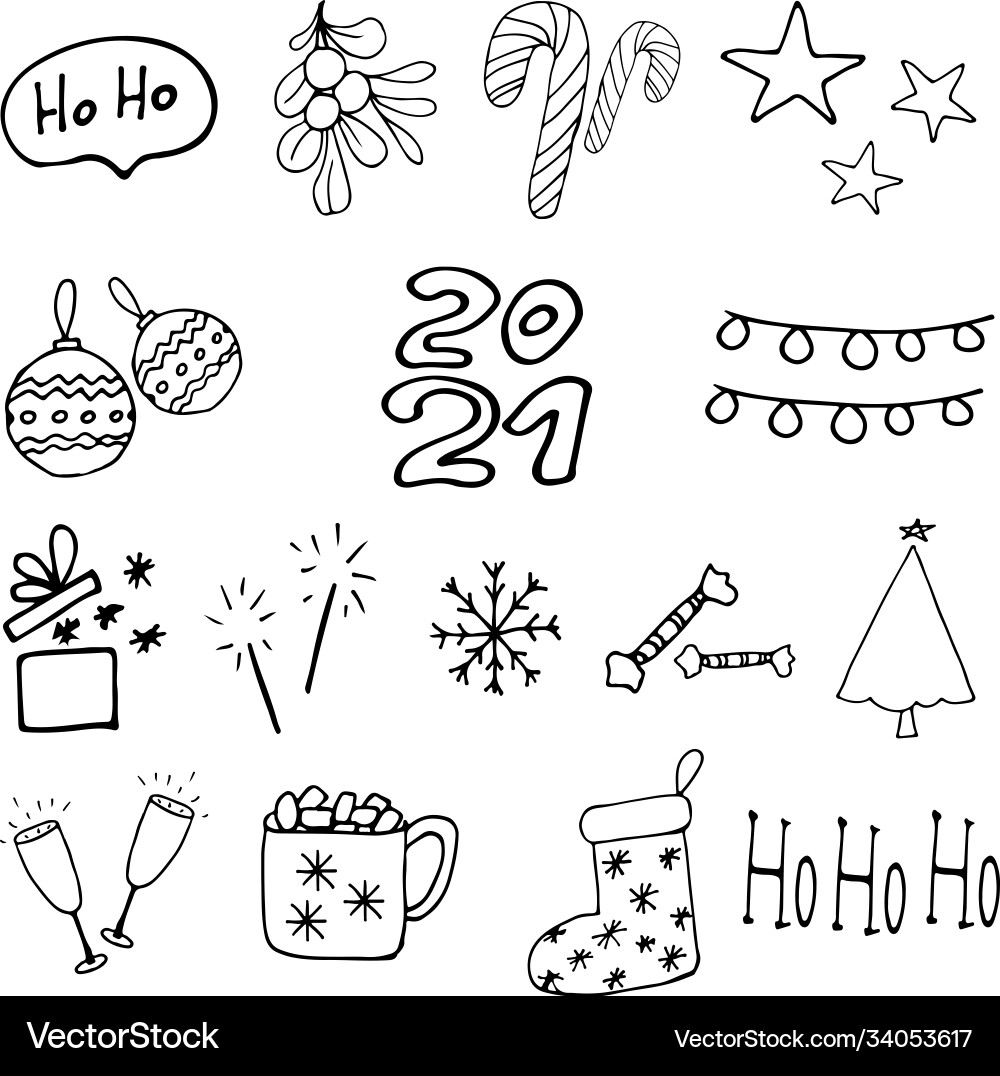 Set hand drawn christmas and winter design Vector Image