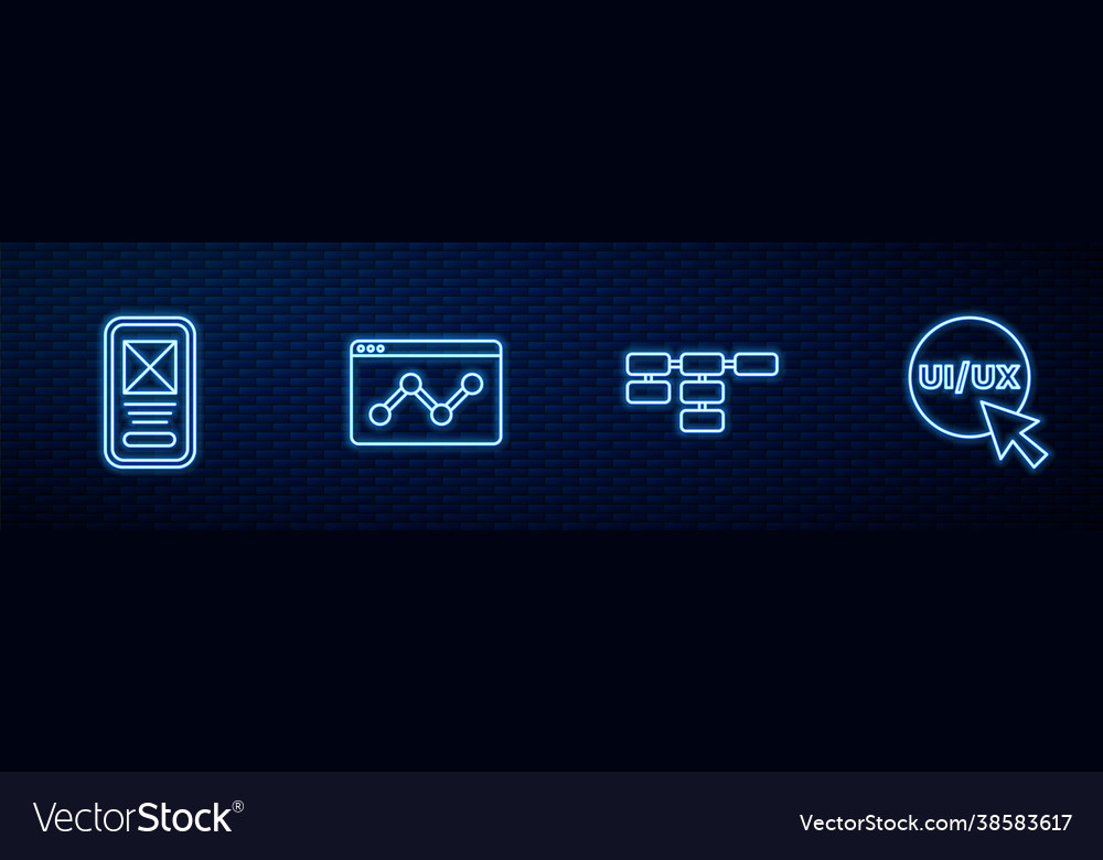 Set line site map ui or ux design website Vector Image