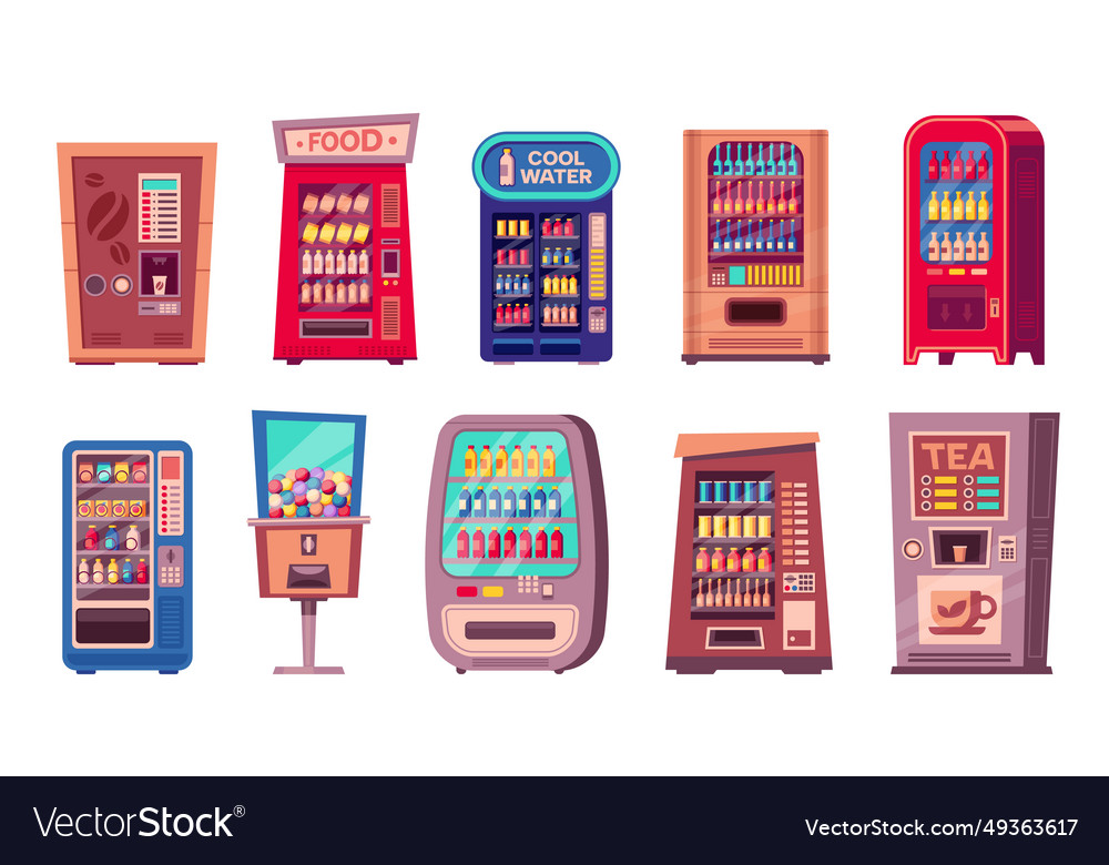 Snack machine cartoon vending with sweets Vector Image
