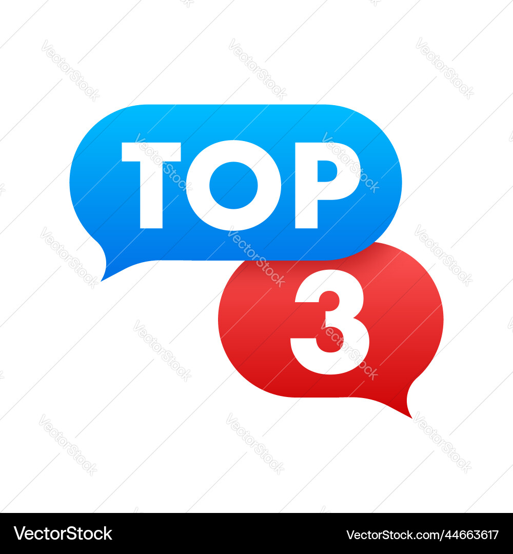 Top3 - top three colorful label on white Vector Image