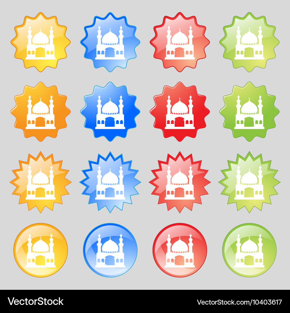 Turkish architecture mosque icon sign big set Vector Image