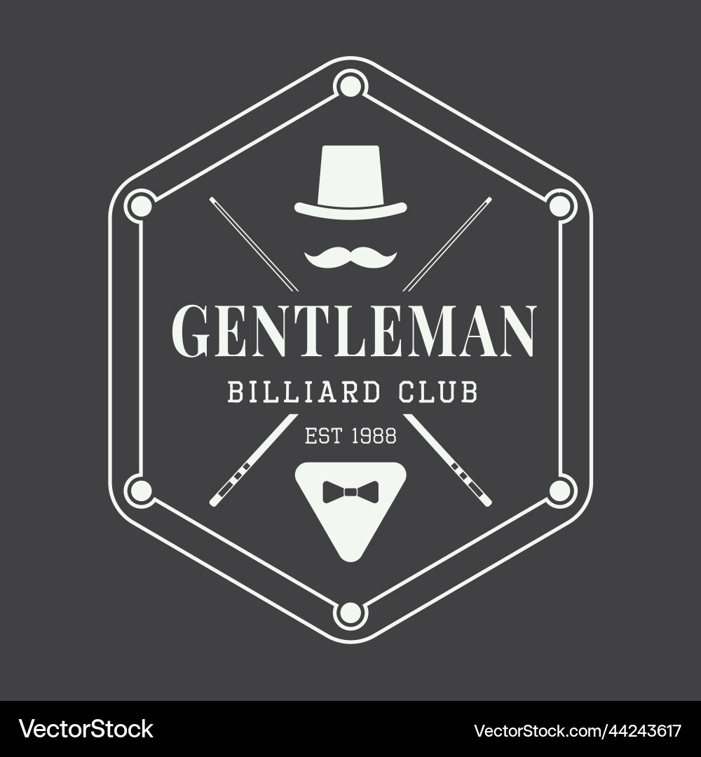 Vintage billiard label emblem and logo Royalty Free Vector