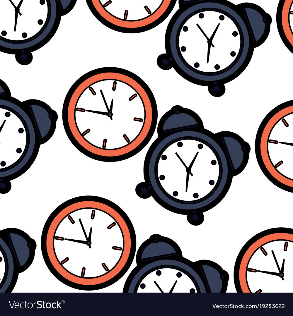 Alarm clock time pattern image Royalty Free Vector Image