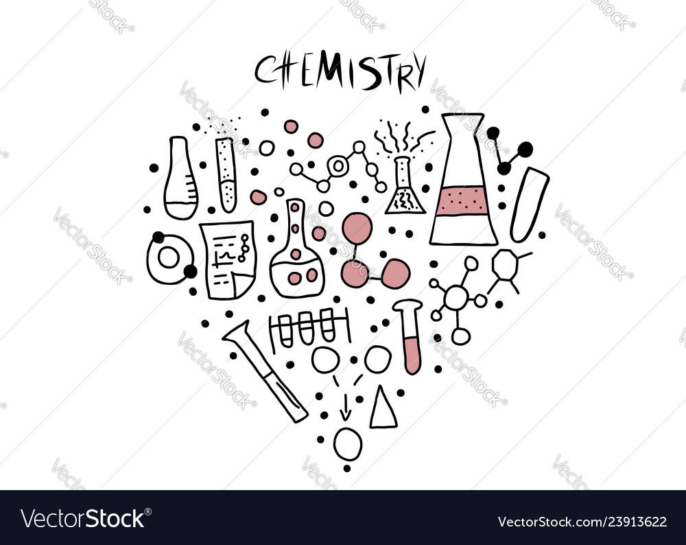 Chemistry doodle objects set Royalty Free Vector Image