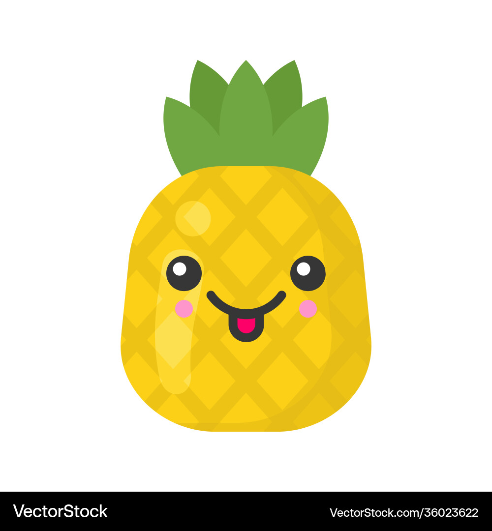 Cute smiling exotic pineapple isolated colorful Vector Image