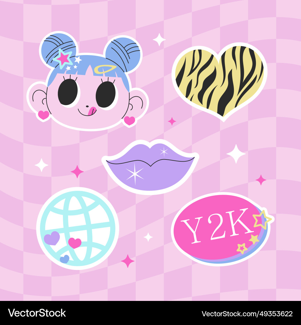 Design y2k sticker set isolated on white Vector Image