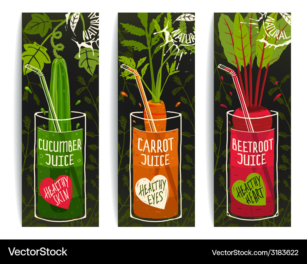 Drinking Diet Vegetable Juice Cartoon Design on Vector Image