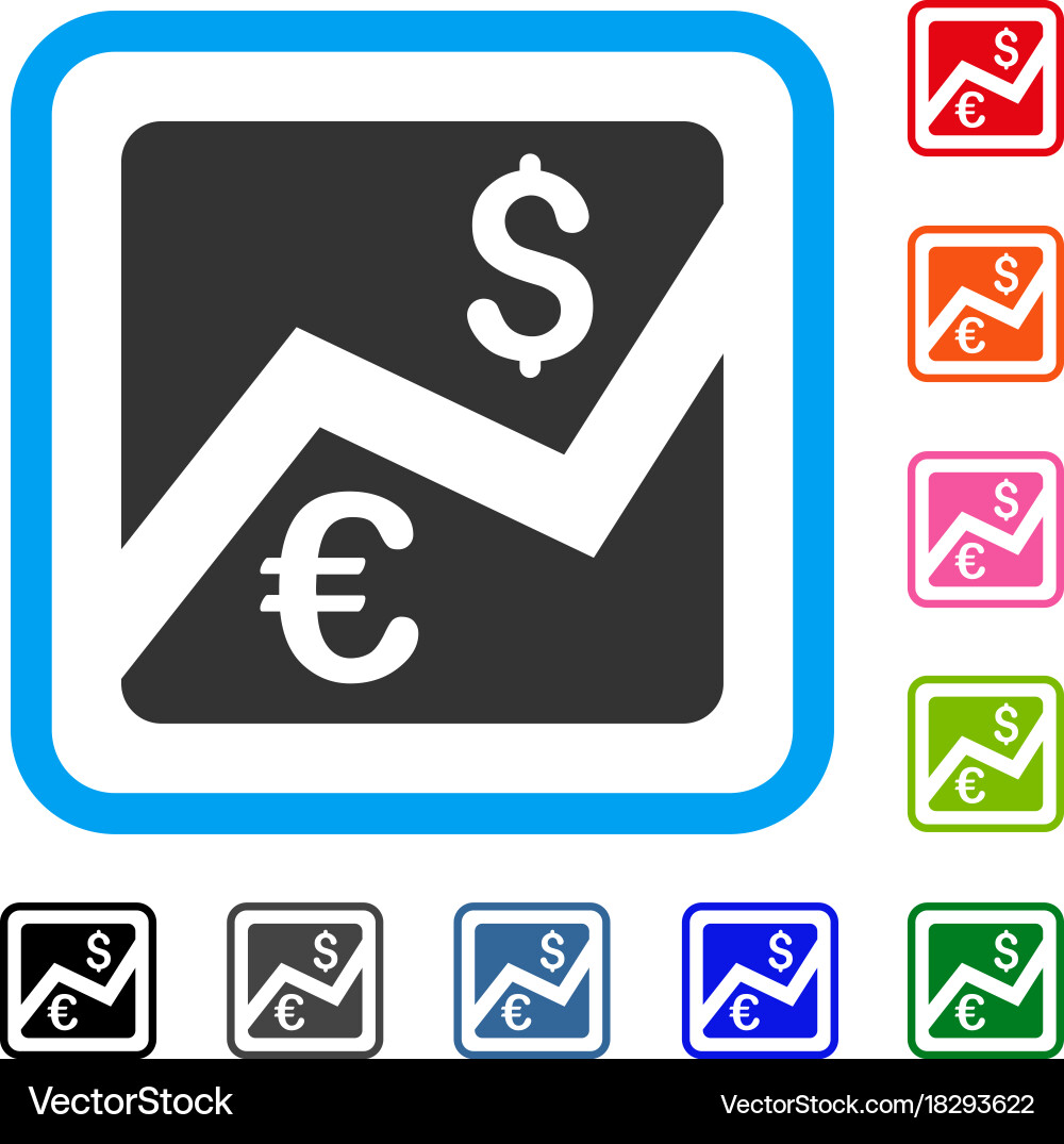 Euro forex market framed icon Royalty Free Vector Image