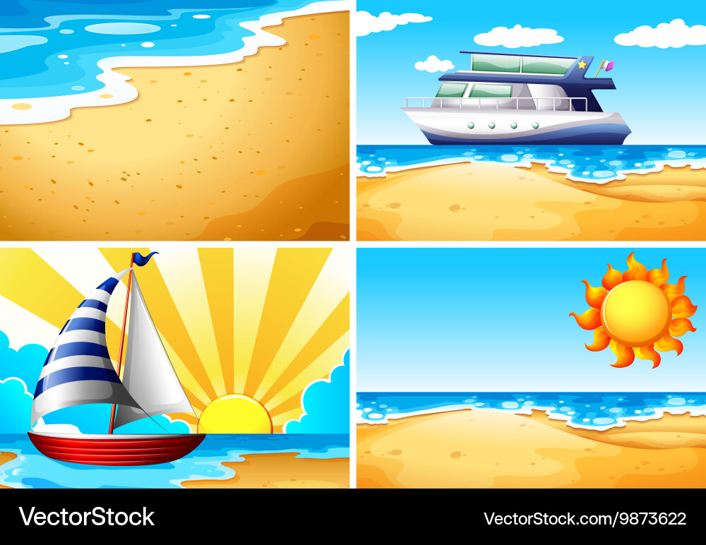 Nature scenes with beach and ocean Royalty Free Vector Image