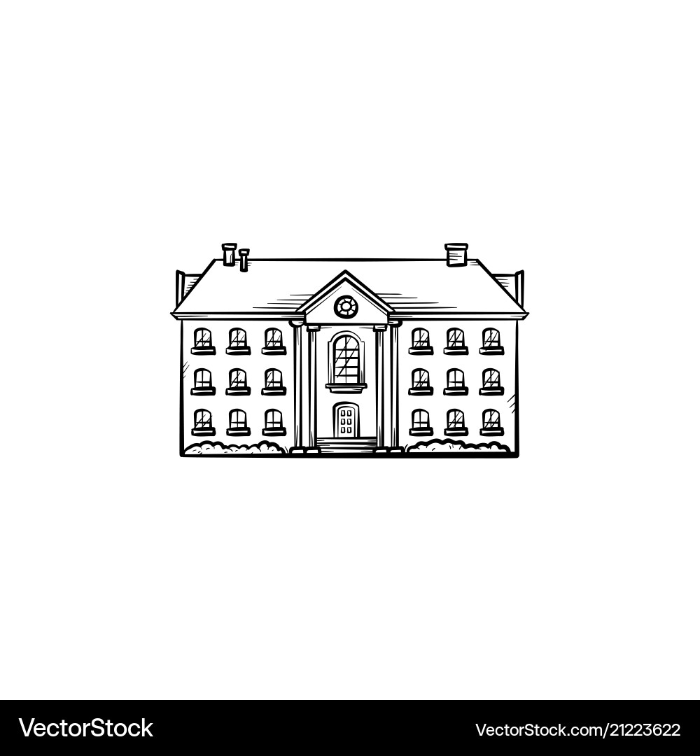 Old apartment building hand drawn outline doodle Vector Image