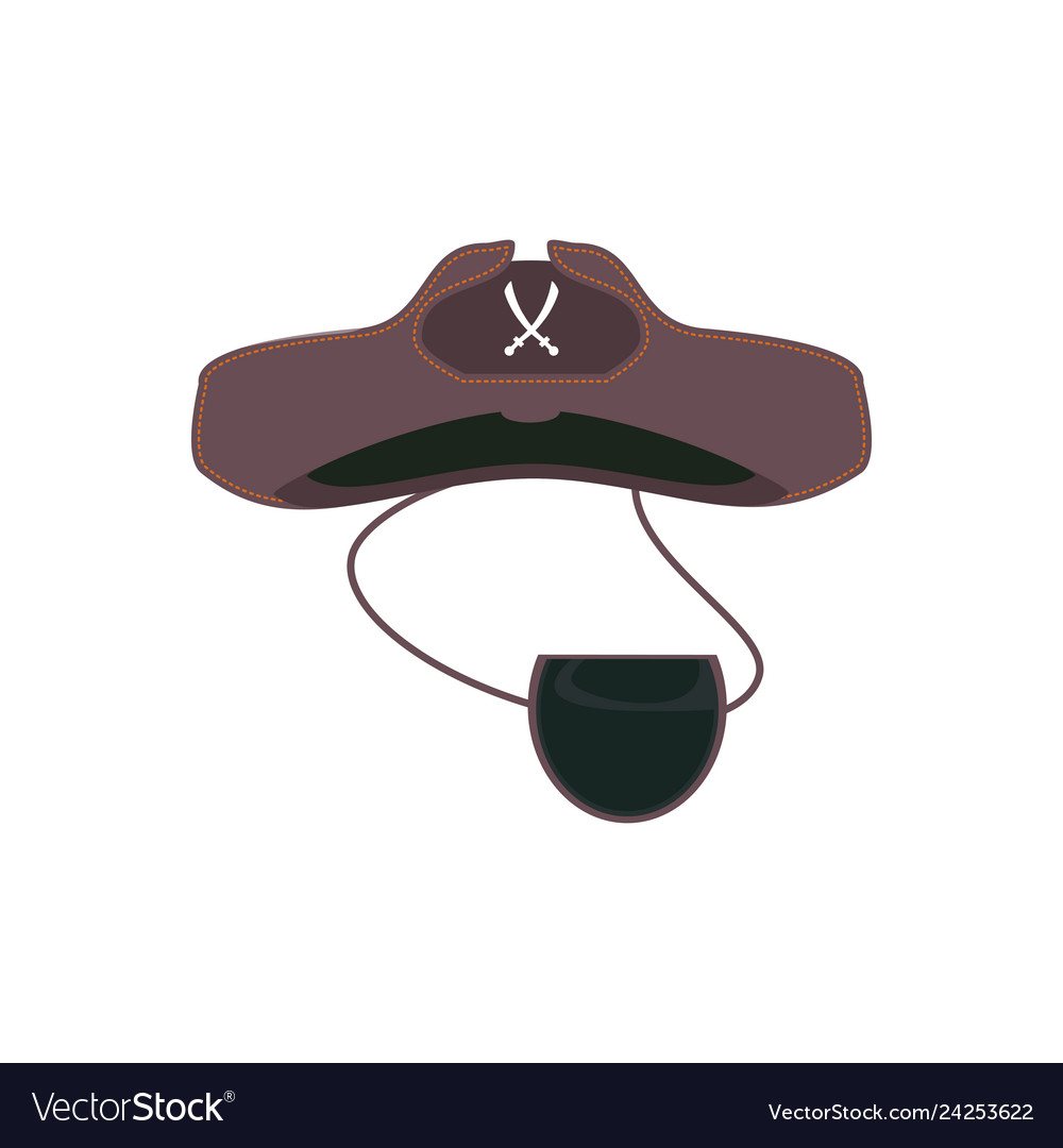 Pirate hat and patch isolated icon Royalty Free Vector Image