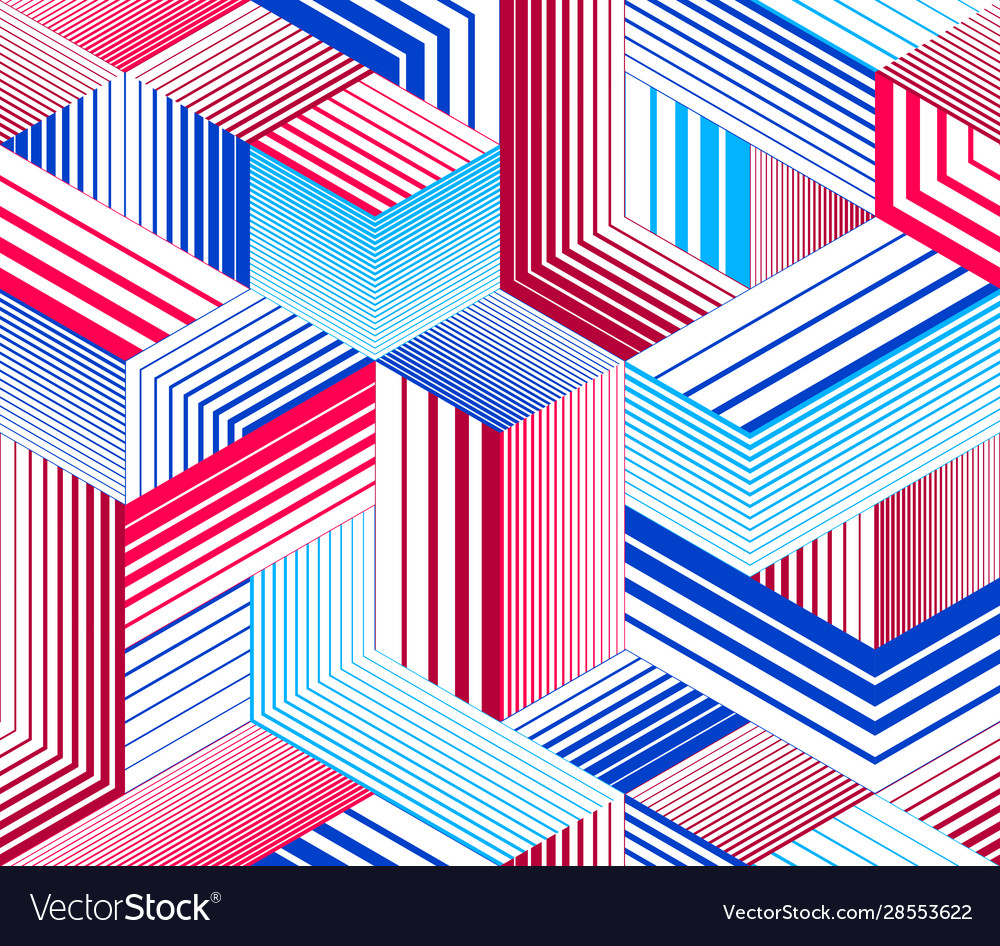 Seamless cubes background lined boxes repeating Vector Image