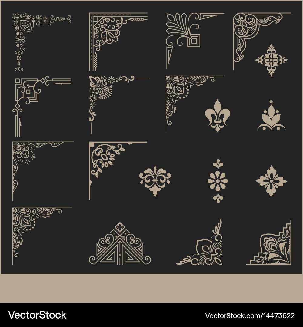 Set of floral design elements and page Royalty Free Vector