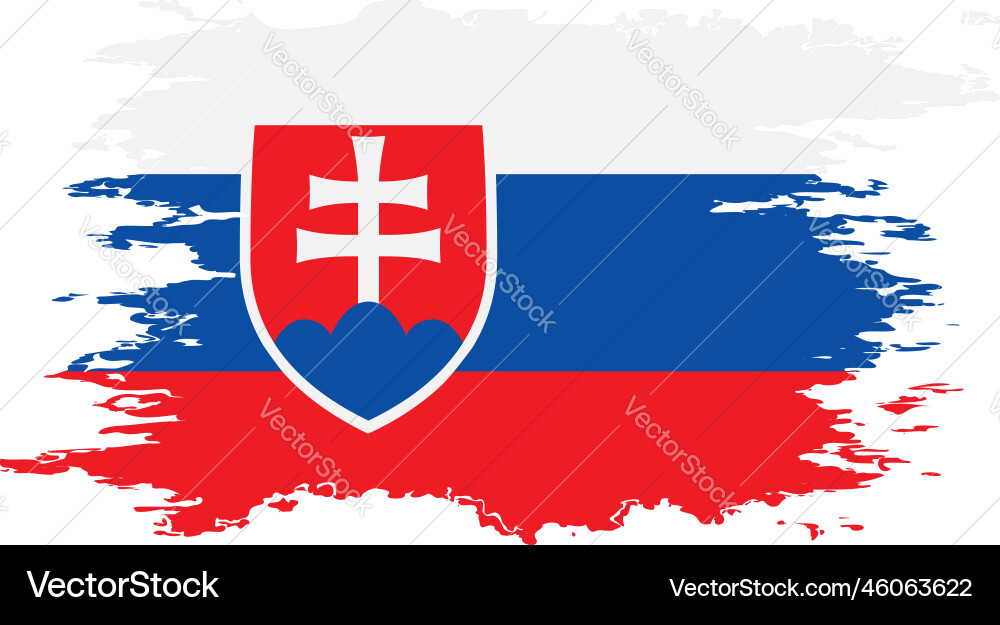 Slovakia flag grunge brush color image Royalty Free Vector