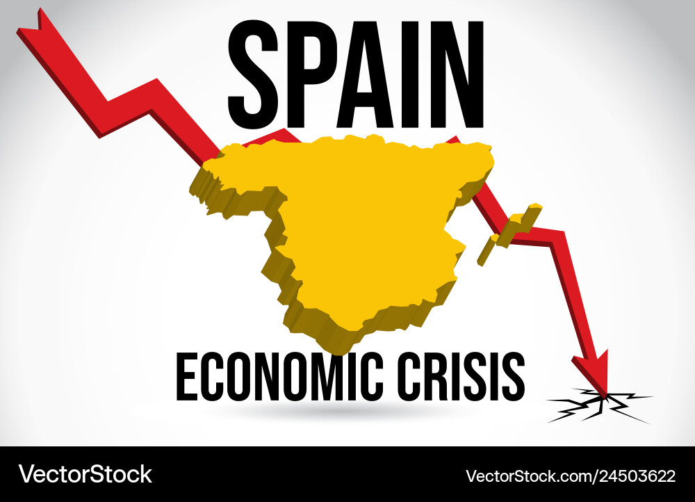 Spain map financial crisis economic collapse Vector Image