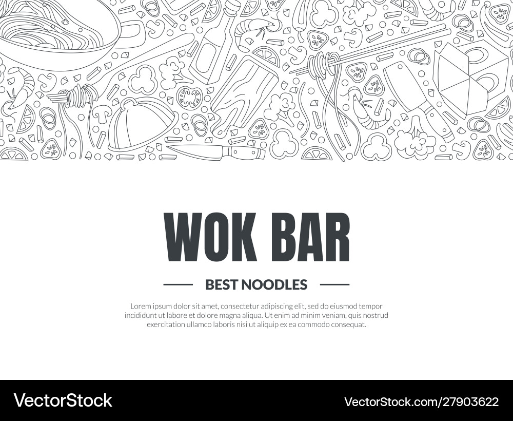 Work bar best noodles banner template asian Vector Image
