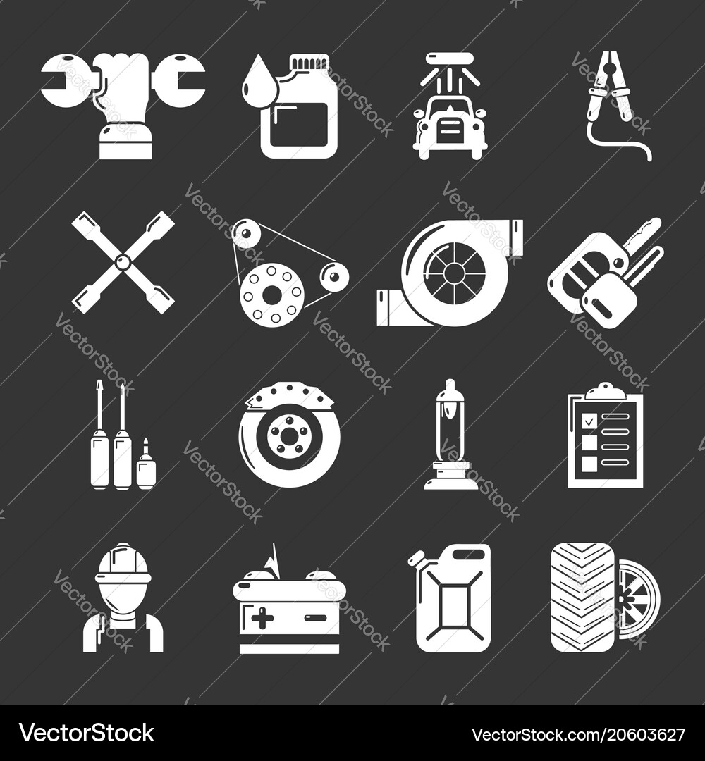 Auto repair icons set grey Royalty Free Vector Image